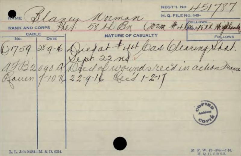 Norman Blaney | Great War Centenary Association